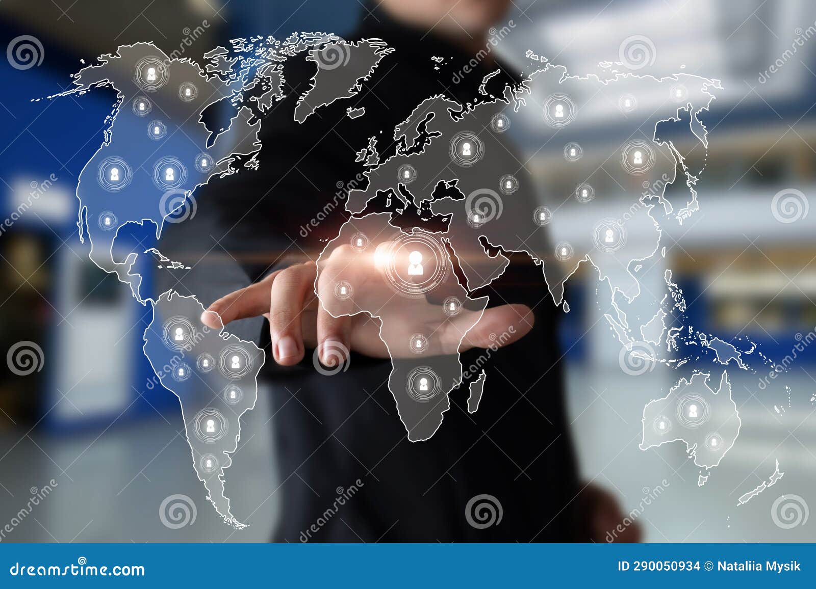 The Manager Works on a World Map with His Clients Stock Photo - Image ...