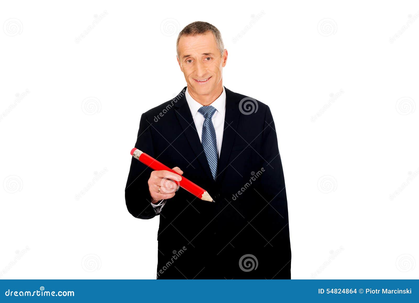Manager Writing with an Oversized Red Pencil Stock Photo - Image of ...