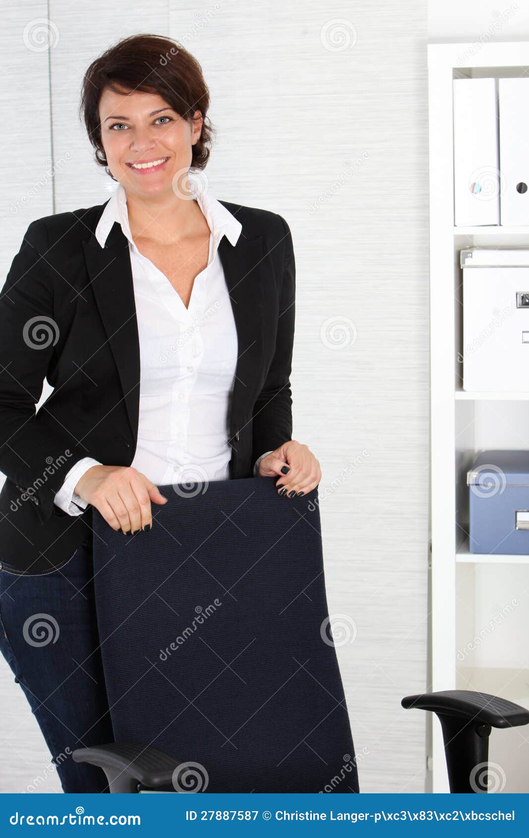 Manageress Standing Behind Her Chair Stock Image - Image of entrepeneur ...