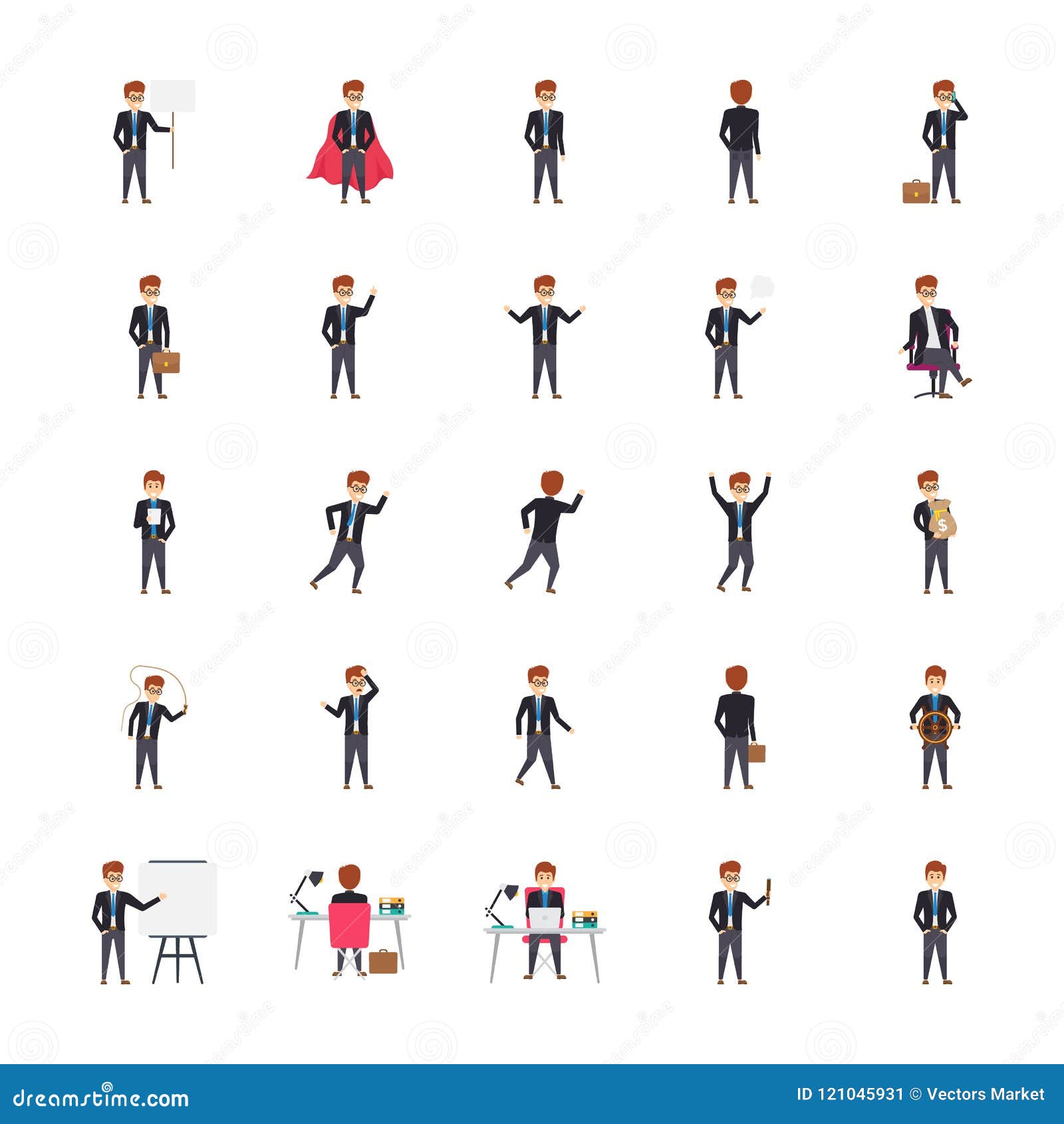 Managers in Different Poses and Emotions 25 Illustrations Stock ...
