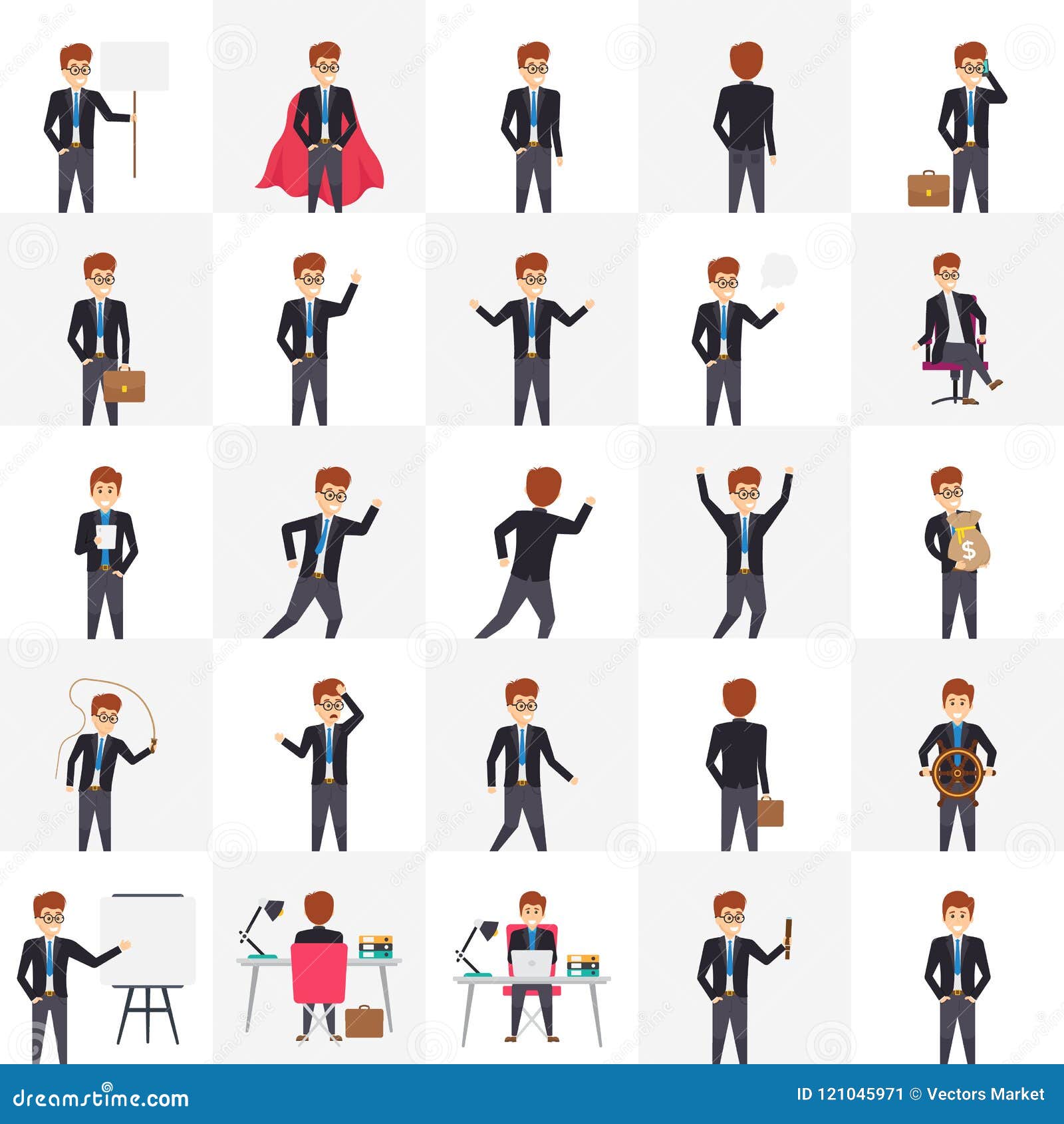 Managers in Different Poses and Emotions 25 Illustrations Stock ...