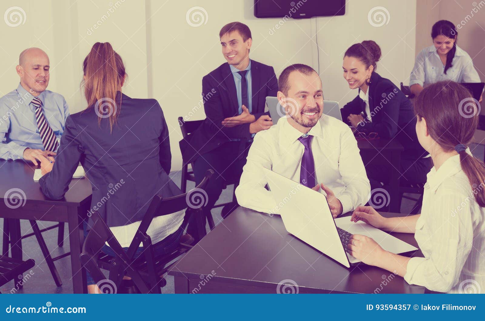 Managers with Laptops Having a Productive Day Stock Image - Image of ...