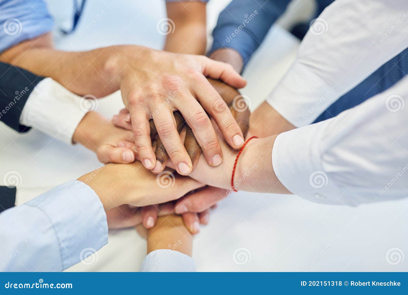 Managers Stack Hands at Business Team Building Stock Photo - Image of ...