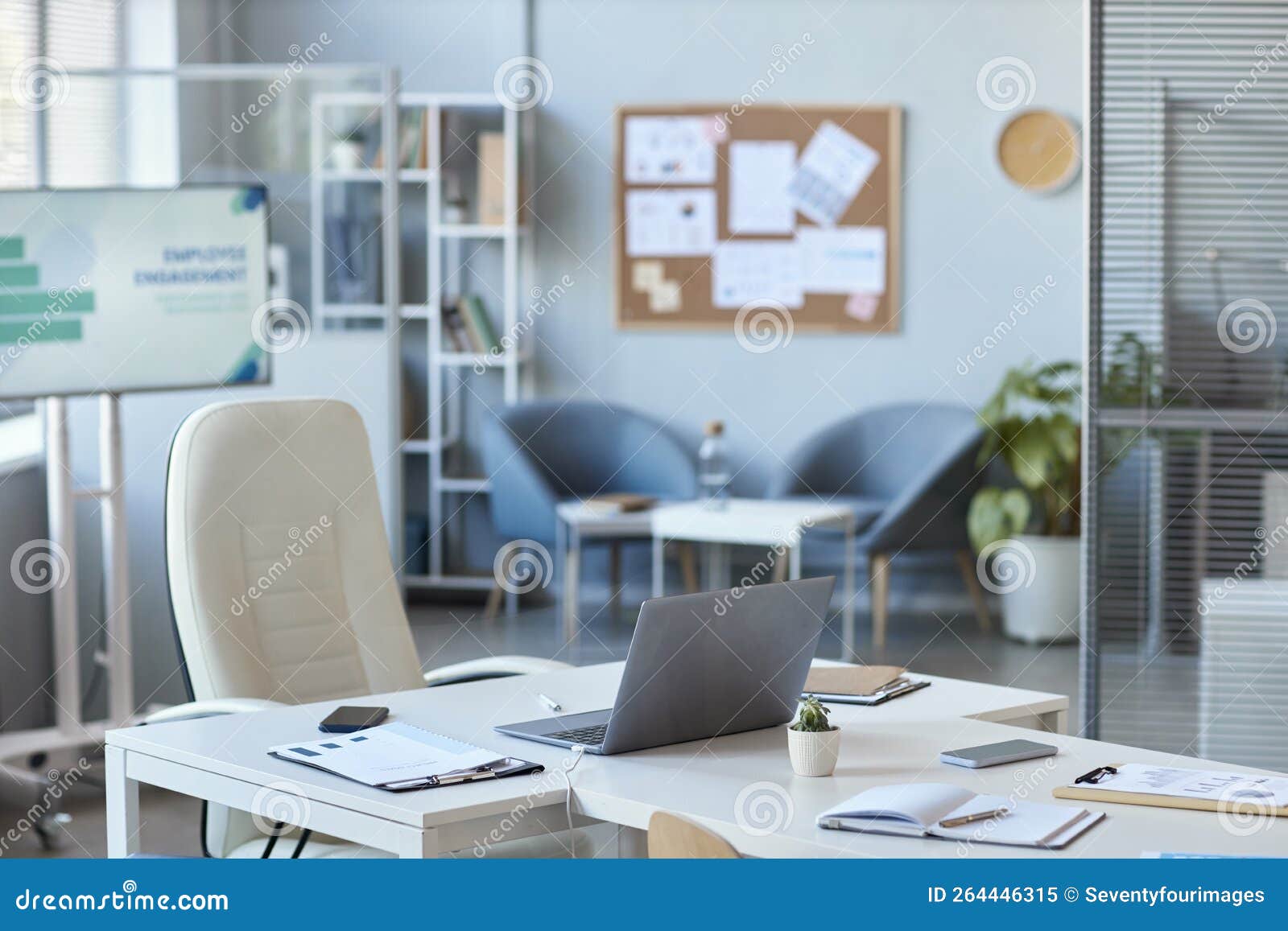 Managers Workplace with Laptop Computer on Desk Stock Image - Image of ...