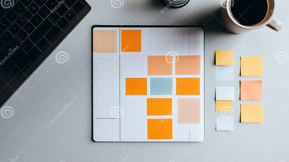 Managing Tasks with Sticky Notes and Coffee Stock Photo - Image of ...