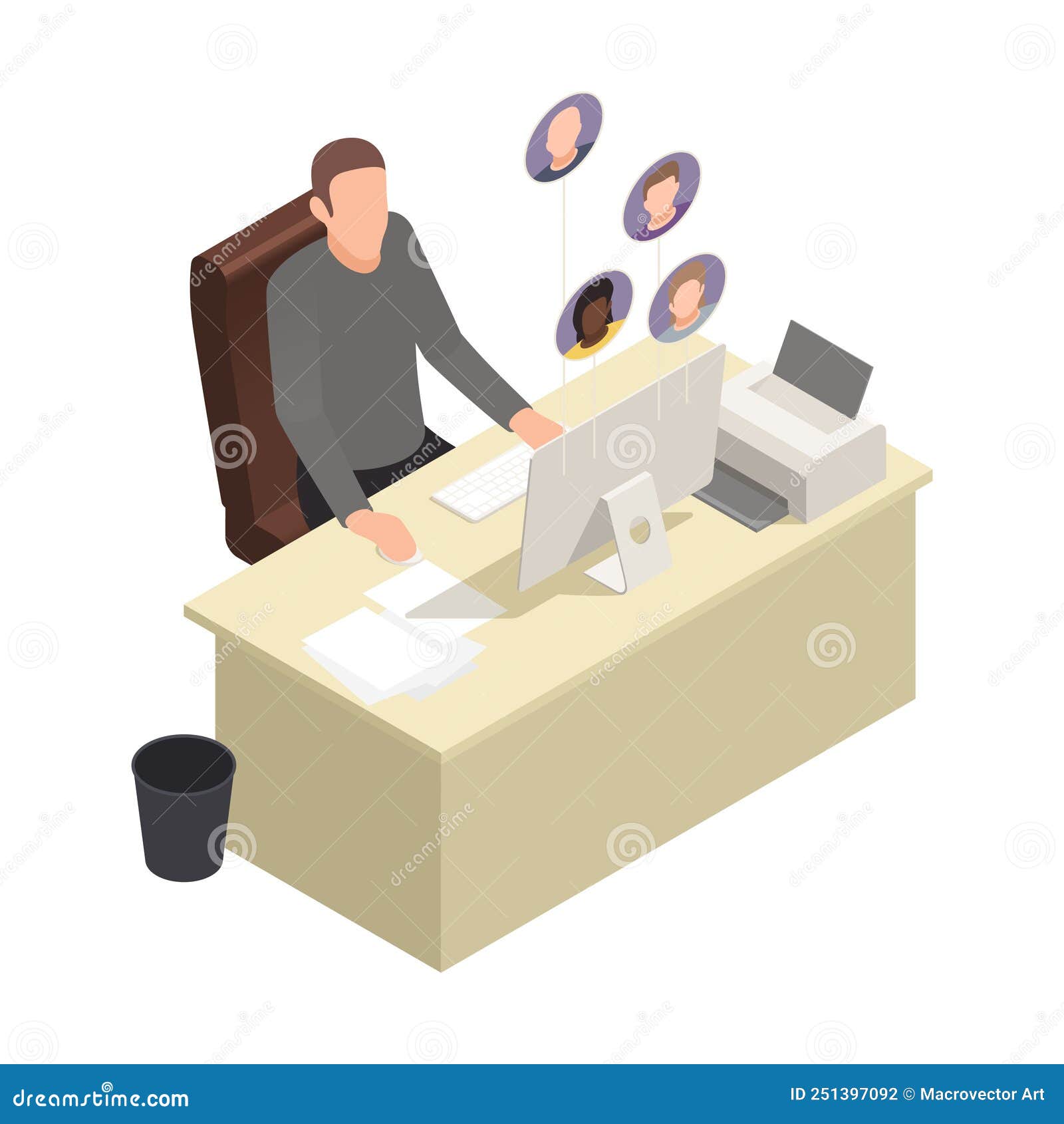 Managing Virtual Team Composition Stock Vector - Illustration of mobile ...