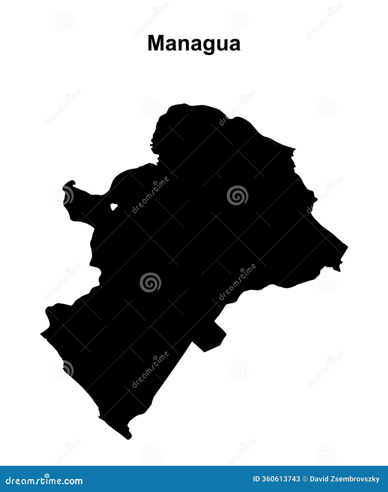 Managua outline map stock illustration. Illustration of silhouette - 360613743