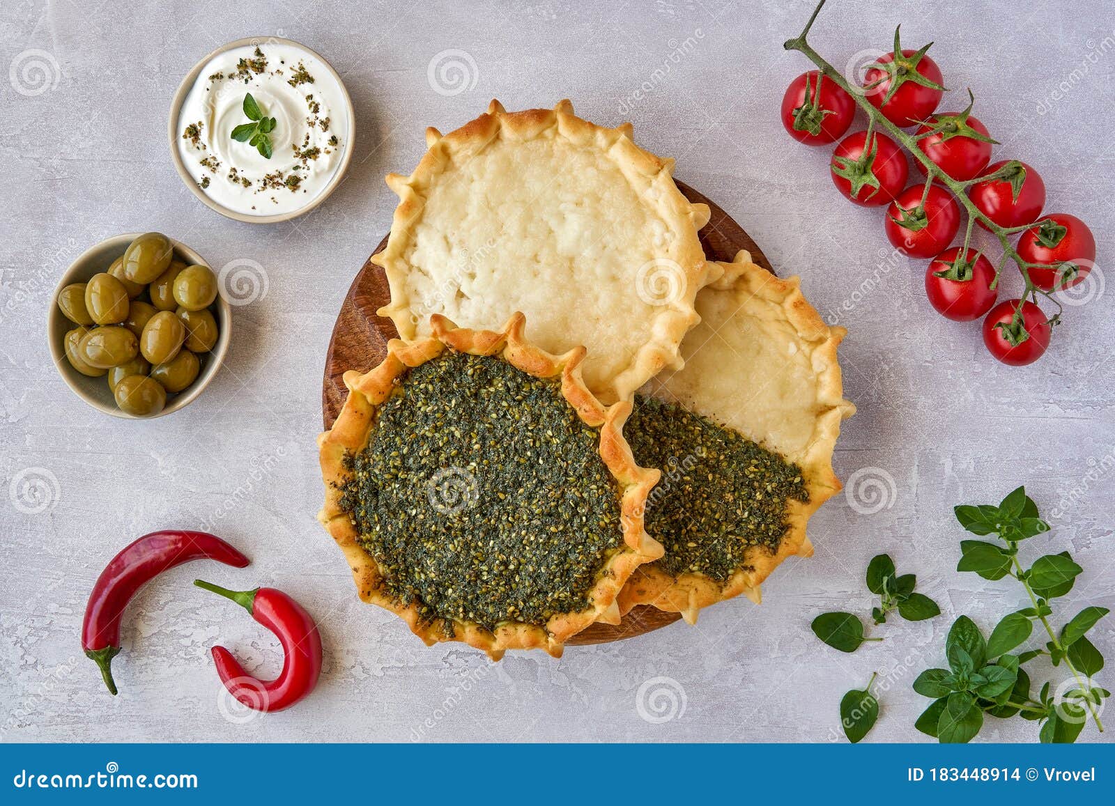 Zaatar & Cheese Manakish Stock Photo | CartoonDealer.com #41420538
