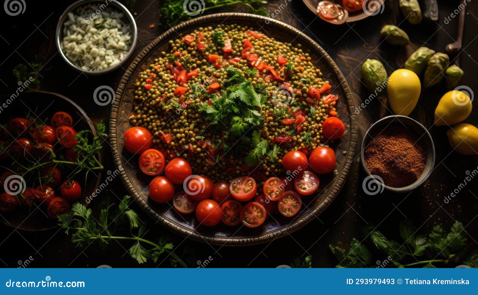 Manakish: an Overhead Presentation of Traditional Manakish Adorned with ...