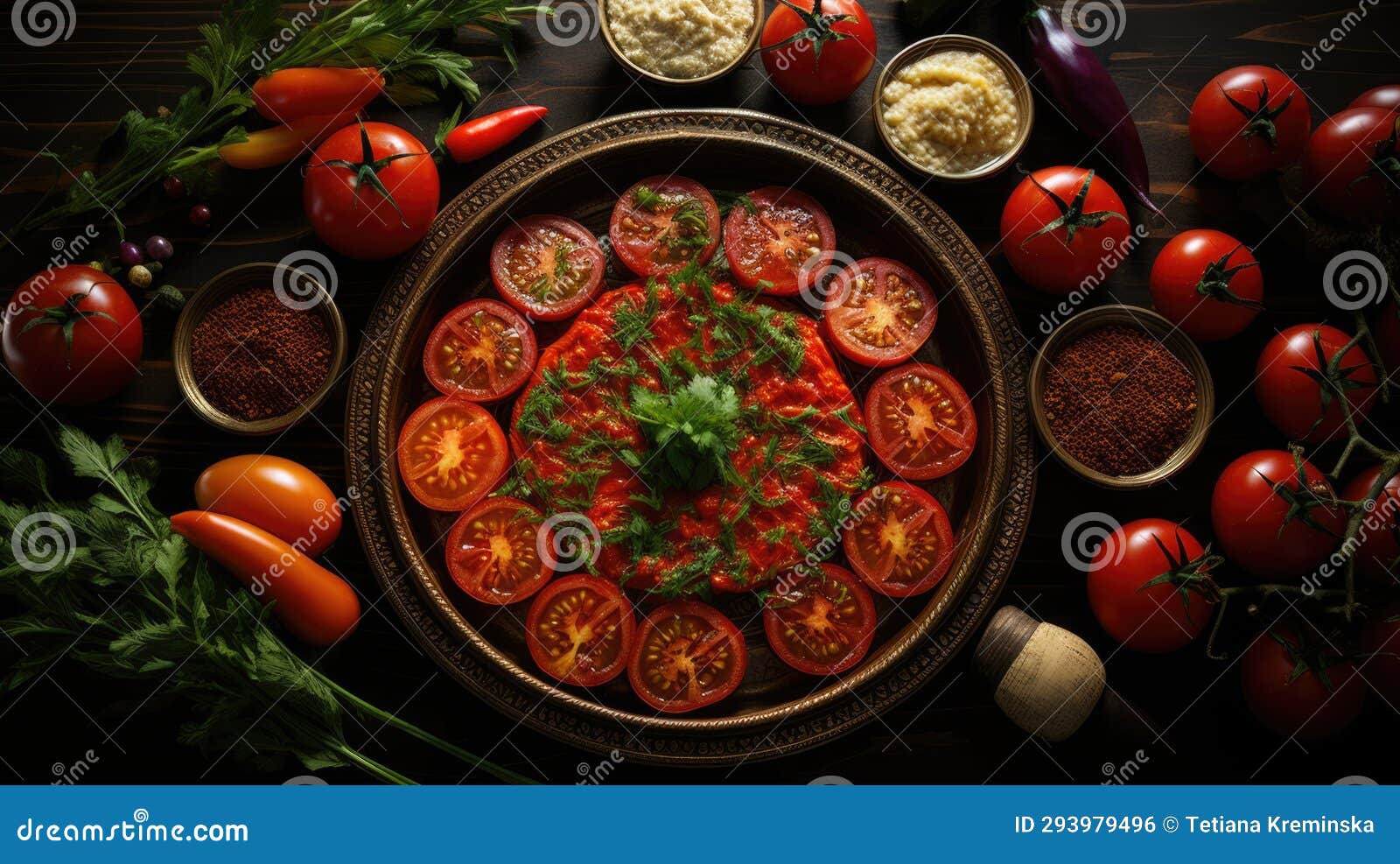 Manakish: an Overhead Presentation of Traditional Manakish Adorned with ...