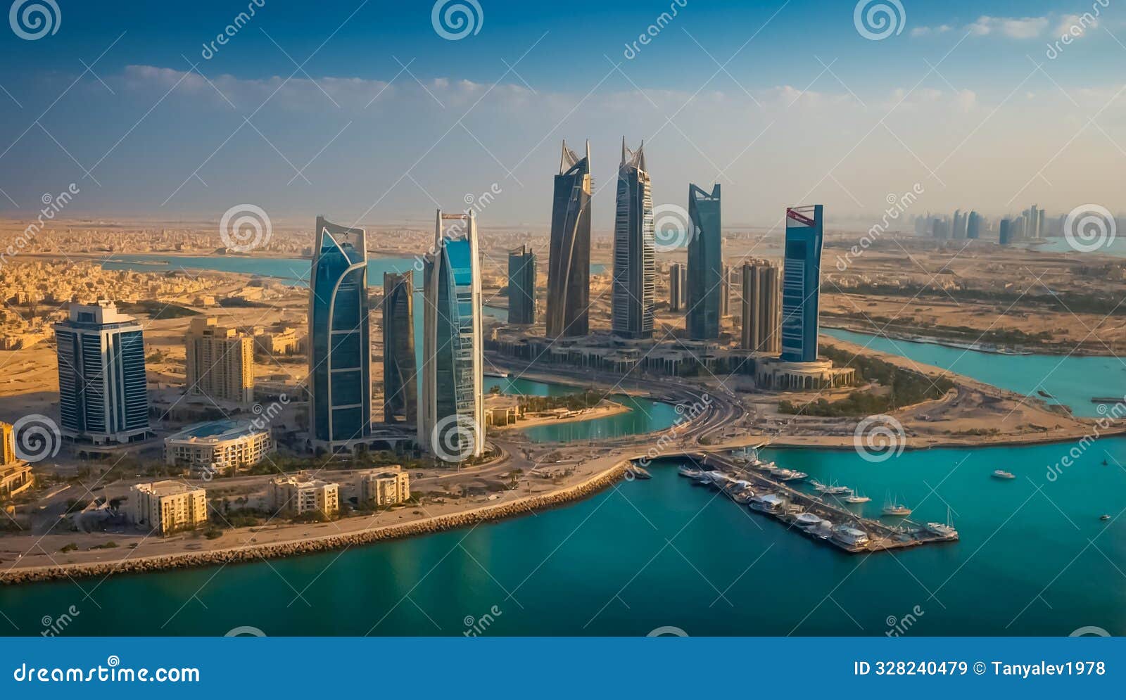 Manama Bahrain Stunning Panorama Stock Illustration - Illustration of ...