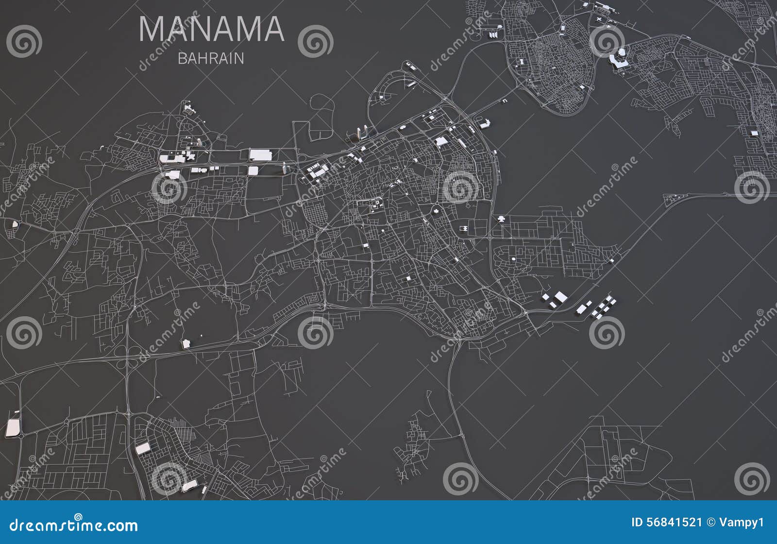 Manama Map, Bahrain Satellite View Stock Illustration - Illustration of ...