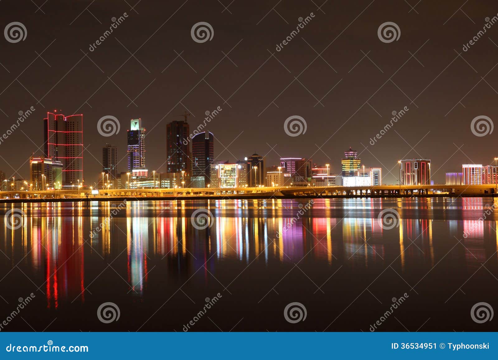 Manama at night. Bahrain stock image. Image of night - 36534951