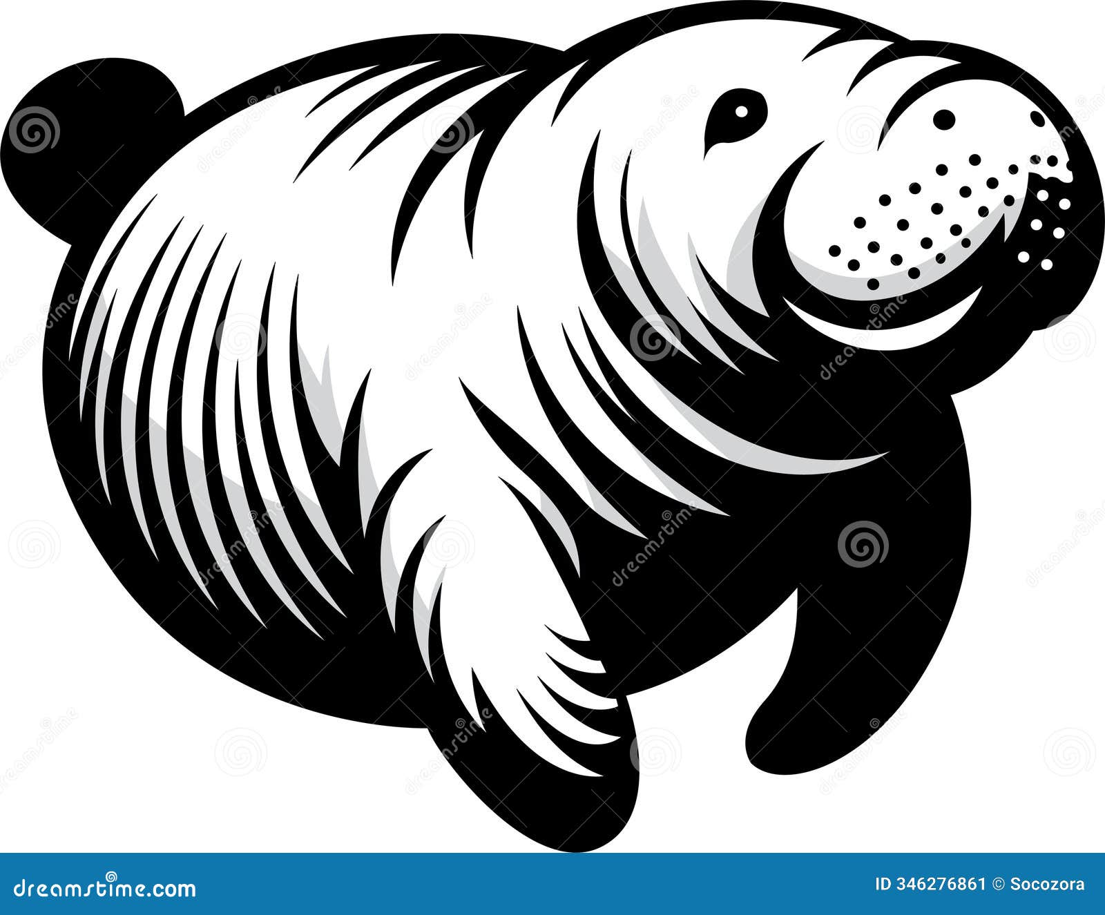 Manatee Black and White Silhouette Vector Stock Illustration ...
