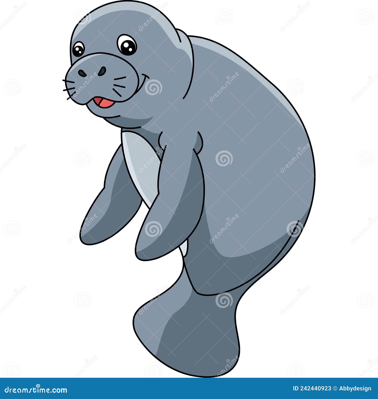 Manatee Cartoon Colored Clipart Illustration Stock Vector ...