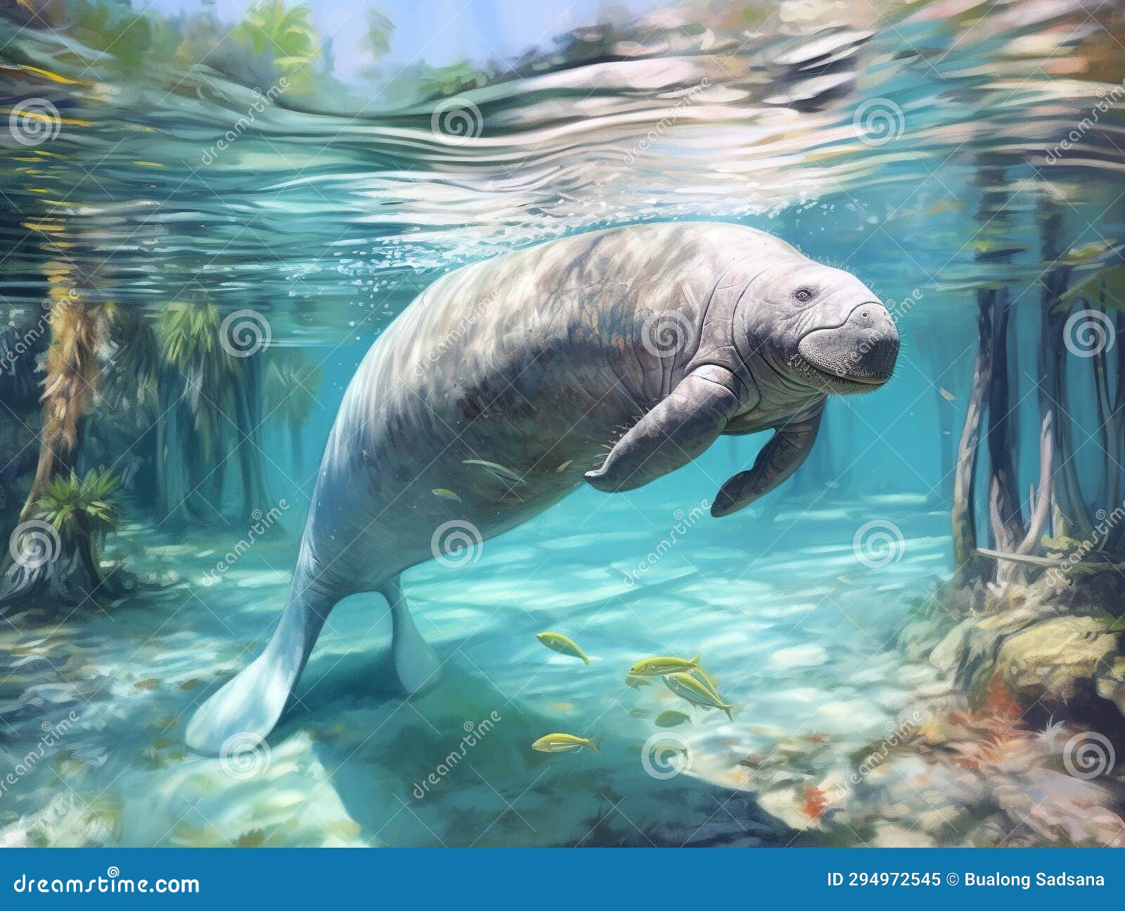 Manatee Made with Generative AI Illustration Stock Illustration ...