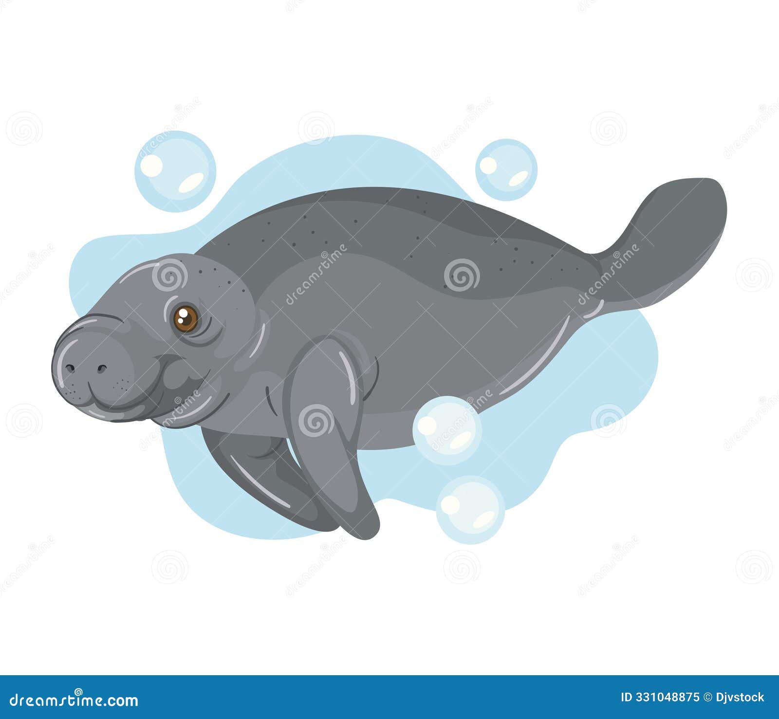 Manatee sea animal cartoon stock illustration. Illustration of cute ...