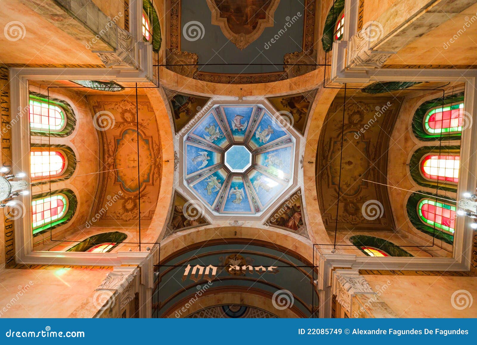 Manaus Cathedral Ceiling Brazil Stock Image - Image of latin, glass ...
