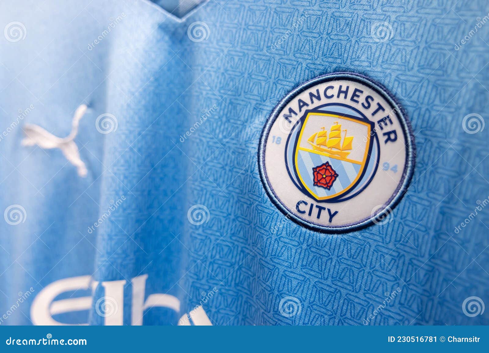 Manchester City Crest on Home Jersey Editorial Photo - Image of game ...