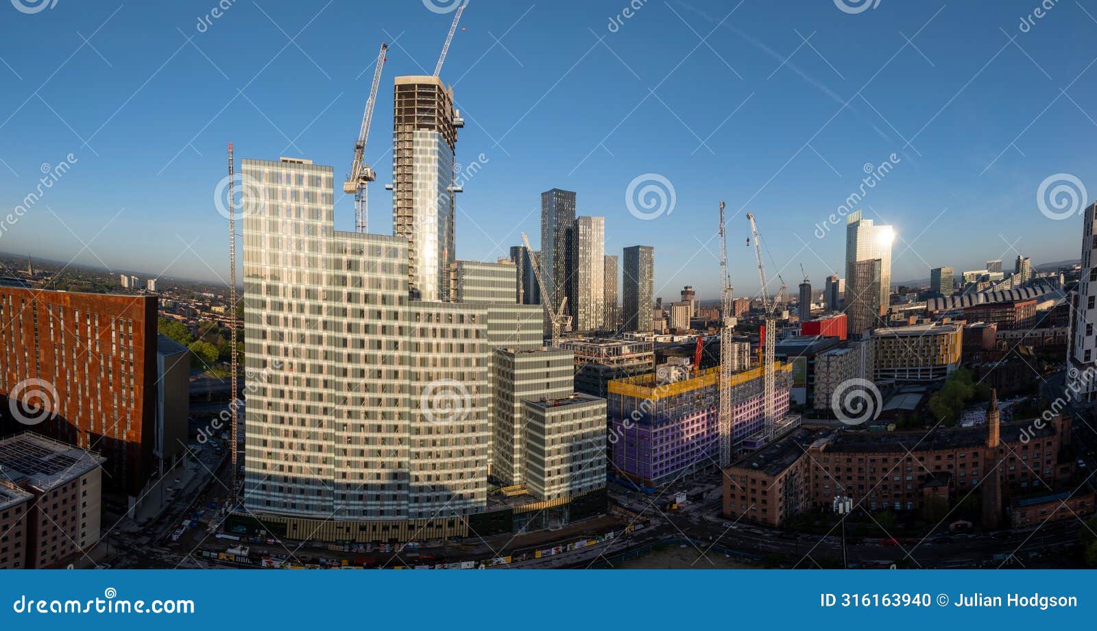 Manchester Expansive Construction Site Amid Urban High-rises Editorial ...