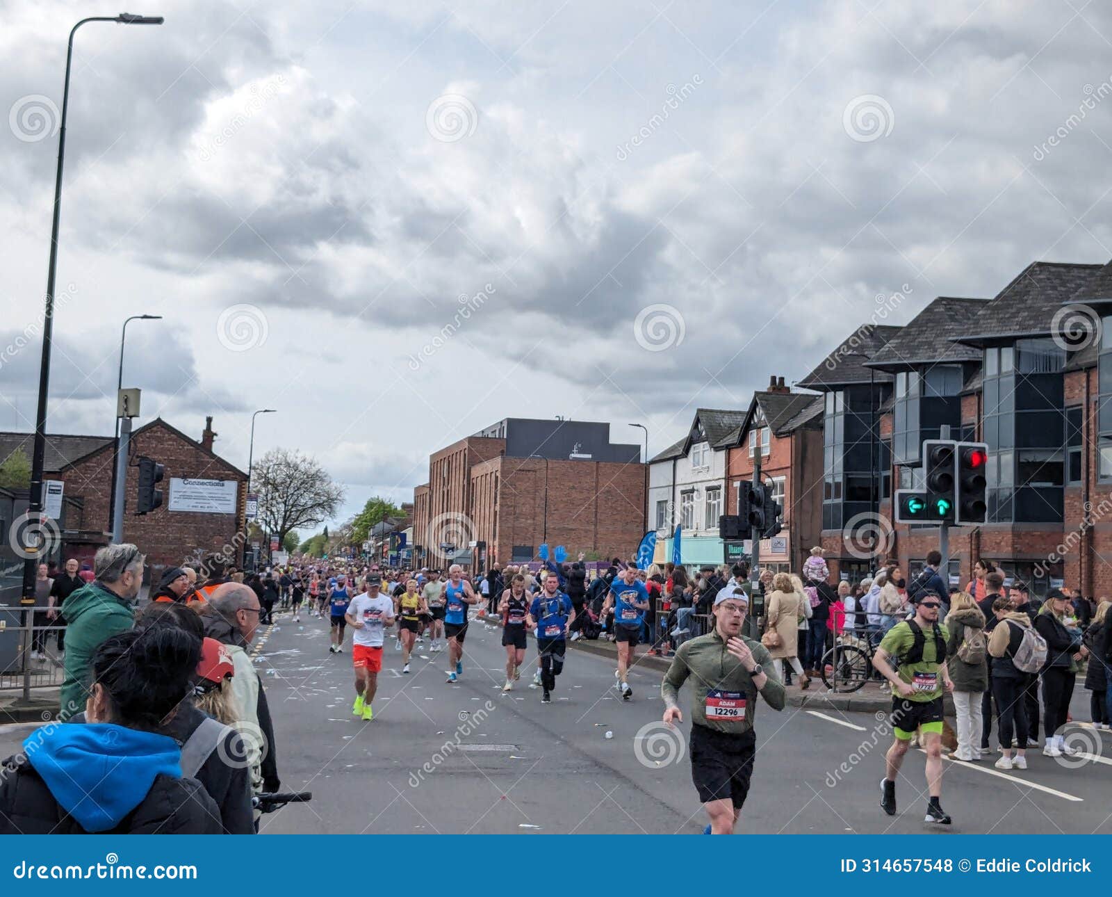 Manchester Marathon 2024 Runners Go Down the A56 Editorial Stock Photo ...