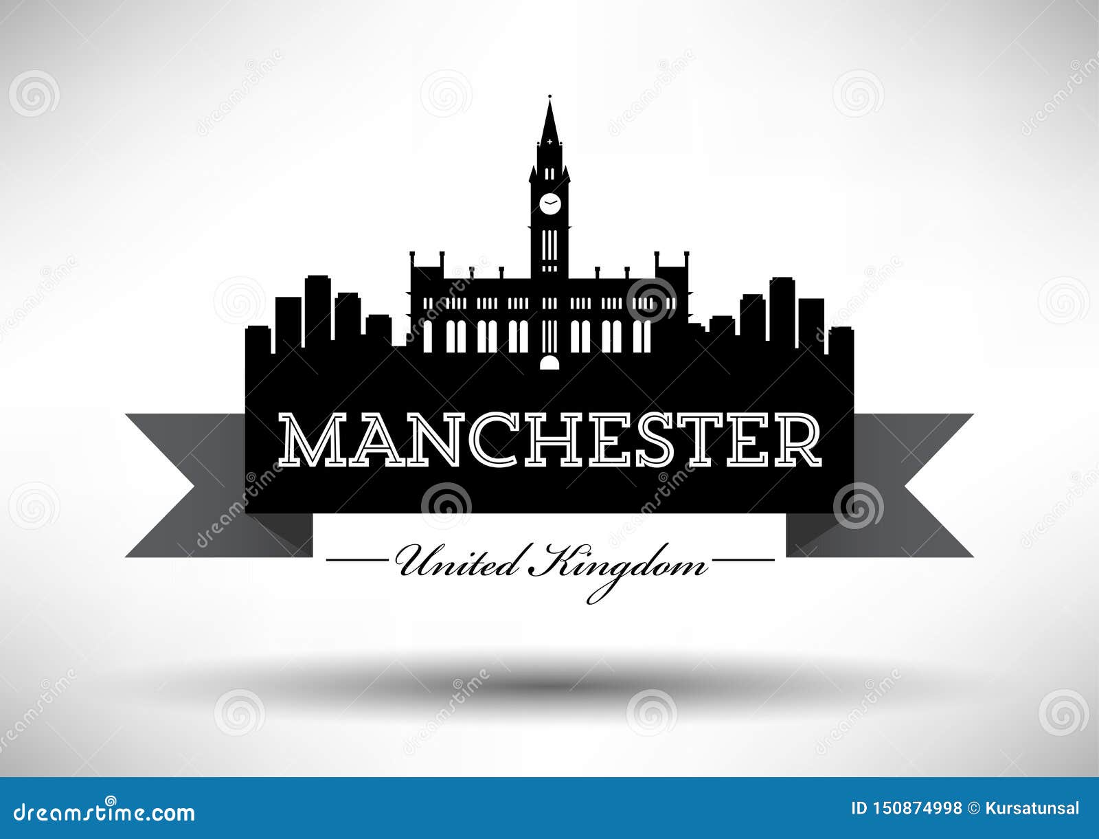 Manchester Skyline with Typography Design Stock Illustration ...