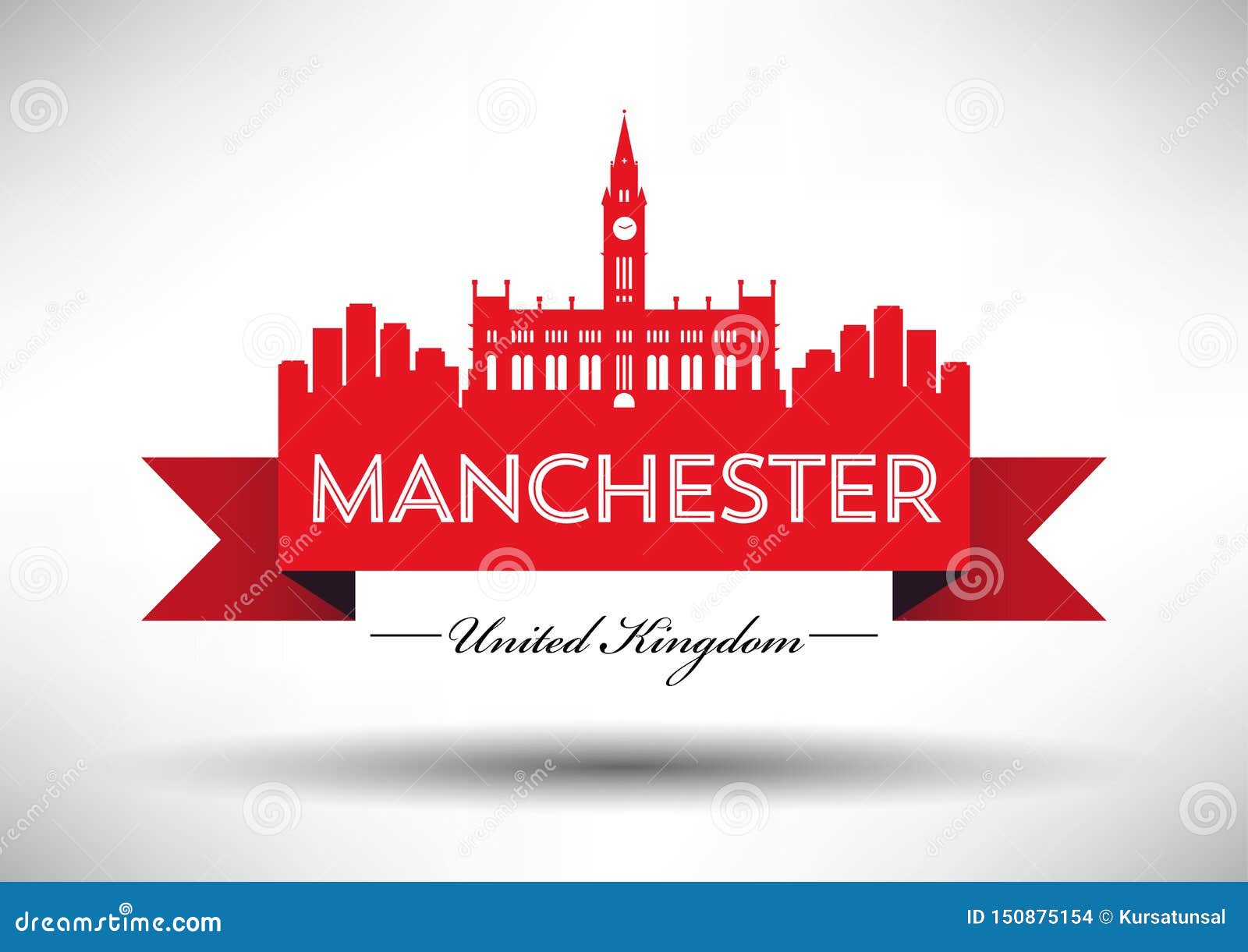 Manchester Skyline with Typography Design Stock Vector - Illustration ...