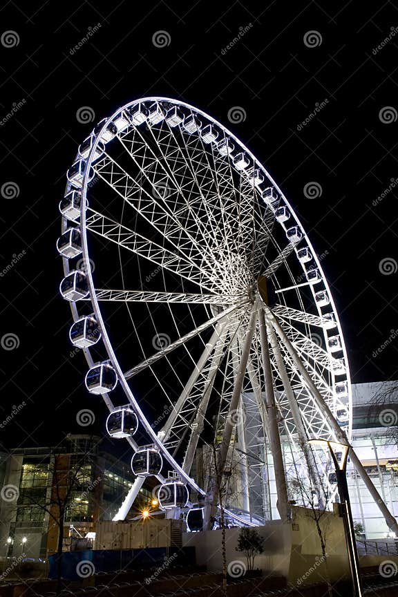 Manchester wheel 3 stock image. Image of shops, night - 5023575