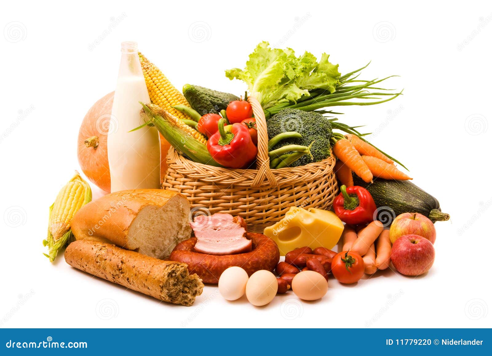 Mand met voedsel stock foto. Image of salade, graan, gezond - 11779220