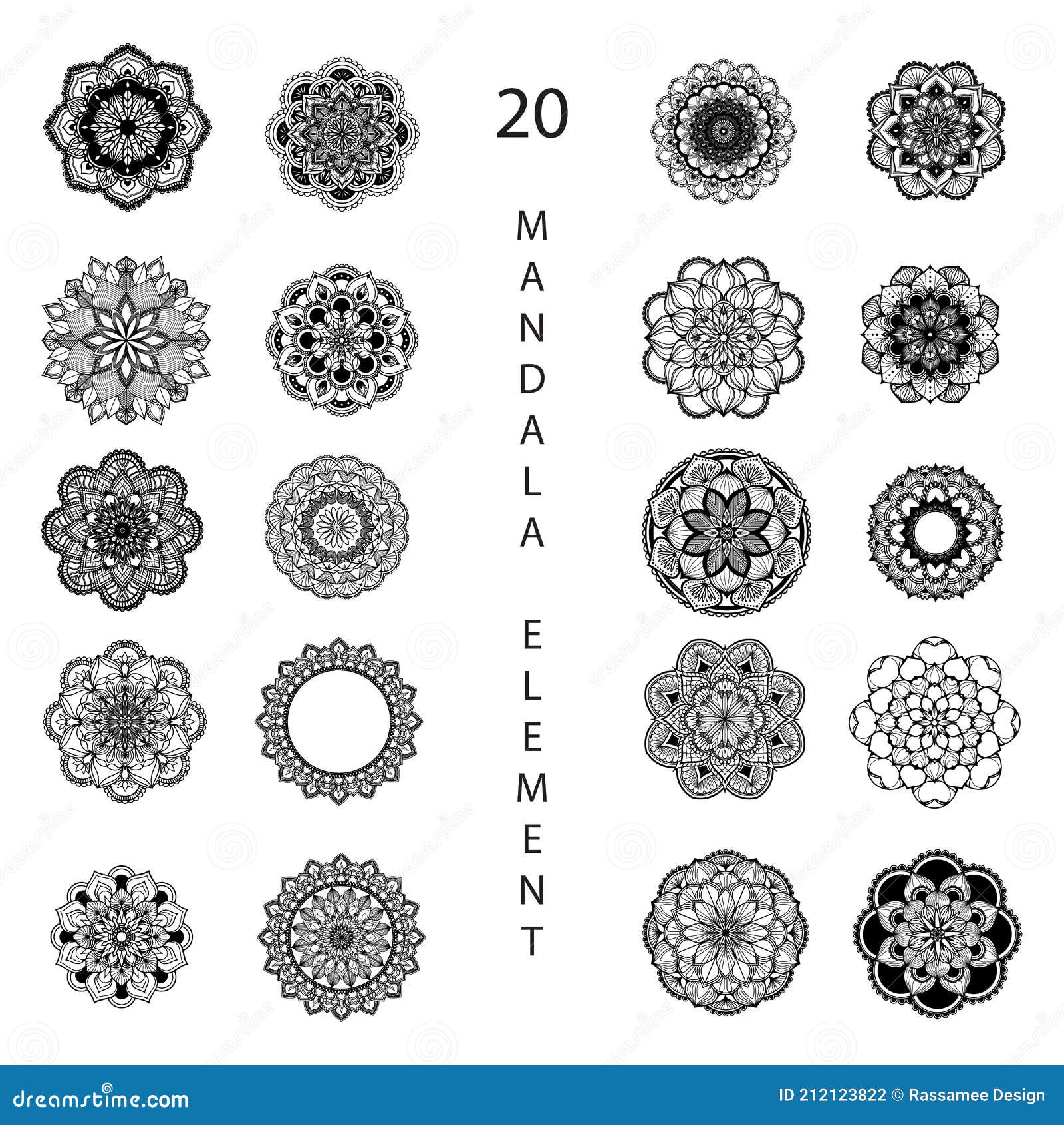 20 Manda;a Element Set on White Stock Vector - Illustration of icon ...