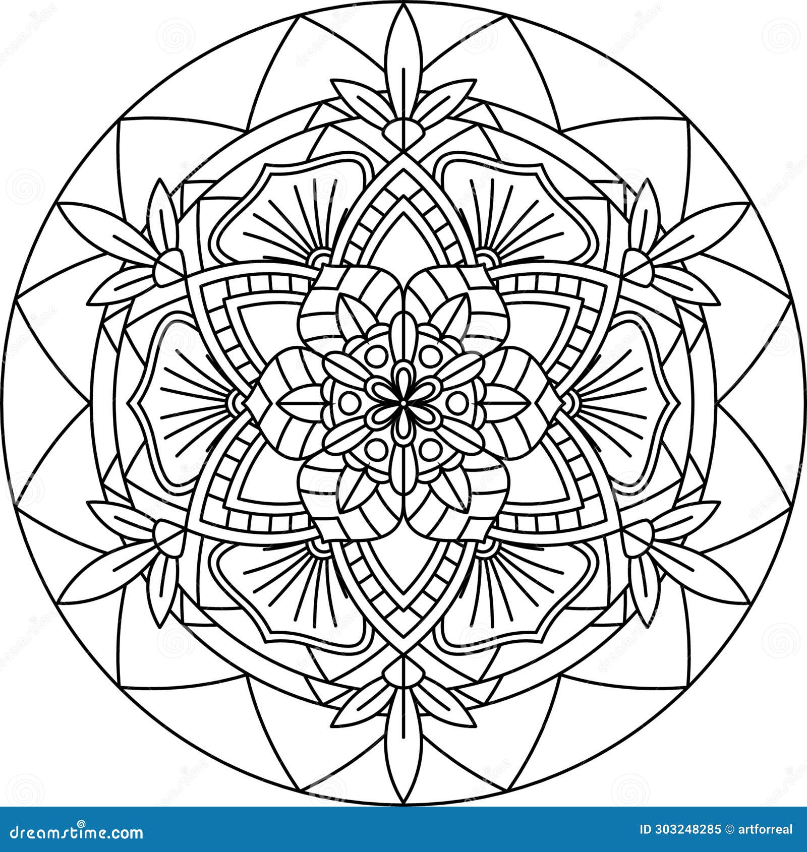 Mandala_16 stock illustration. Illustration of antistress - 303248285