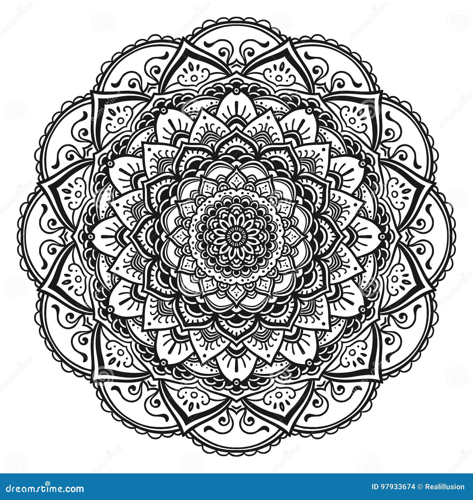 Mandala illustration de vecteur. Illustration du tuiles - 97933674