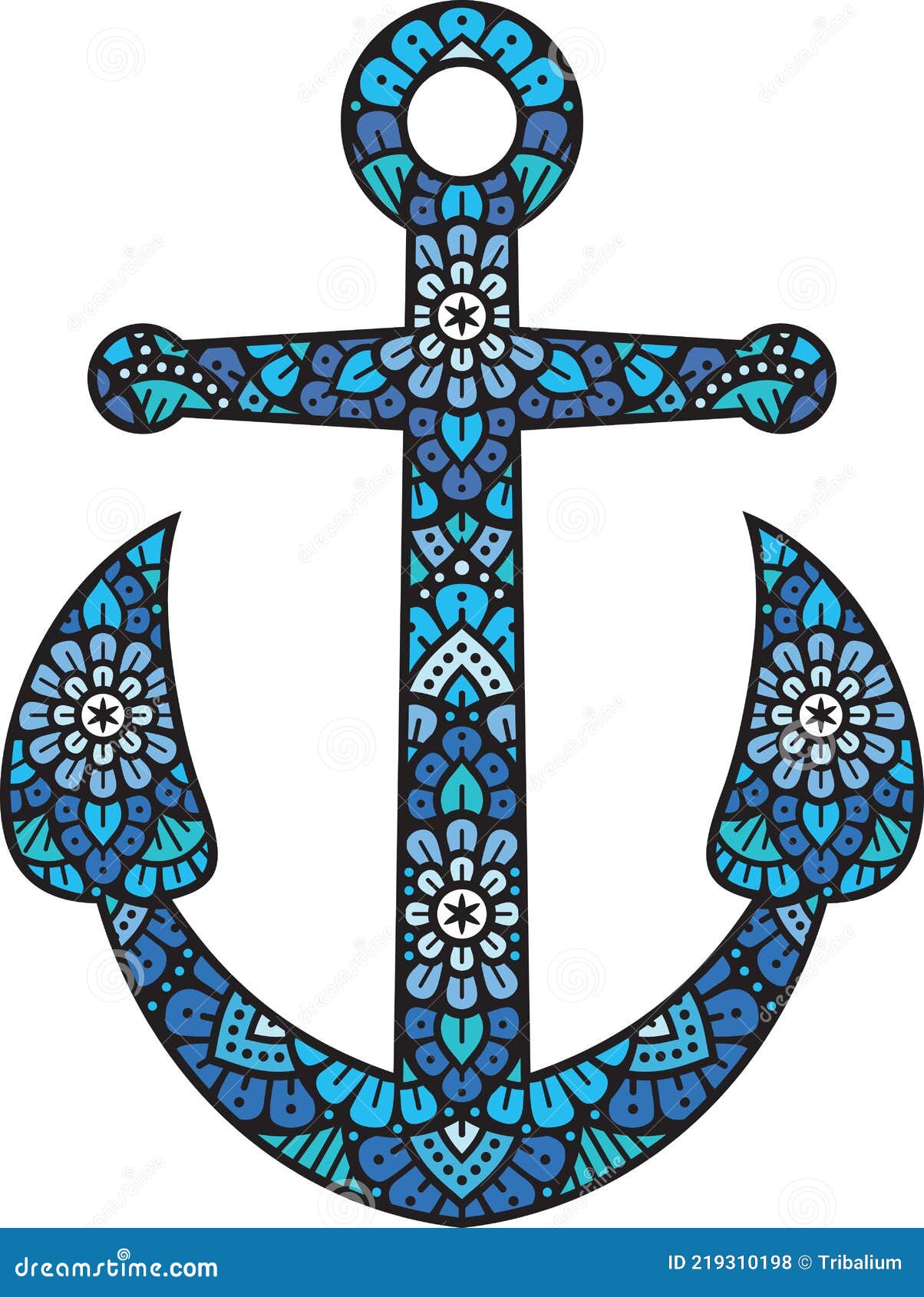Mandala Anchor Color Vector Stock Vector - Illustration of captain ...