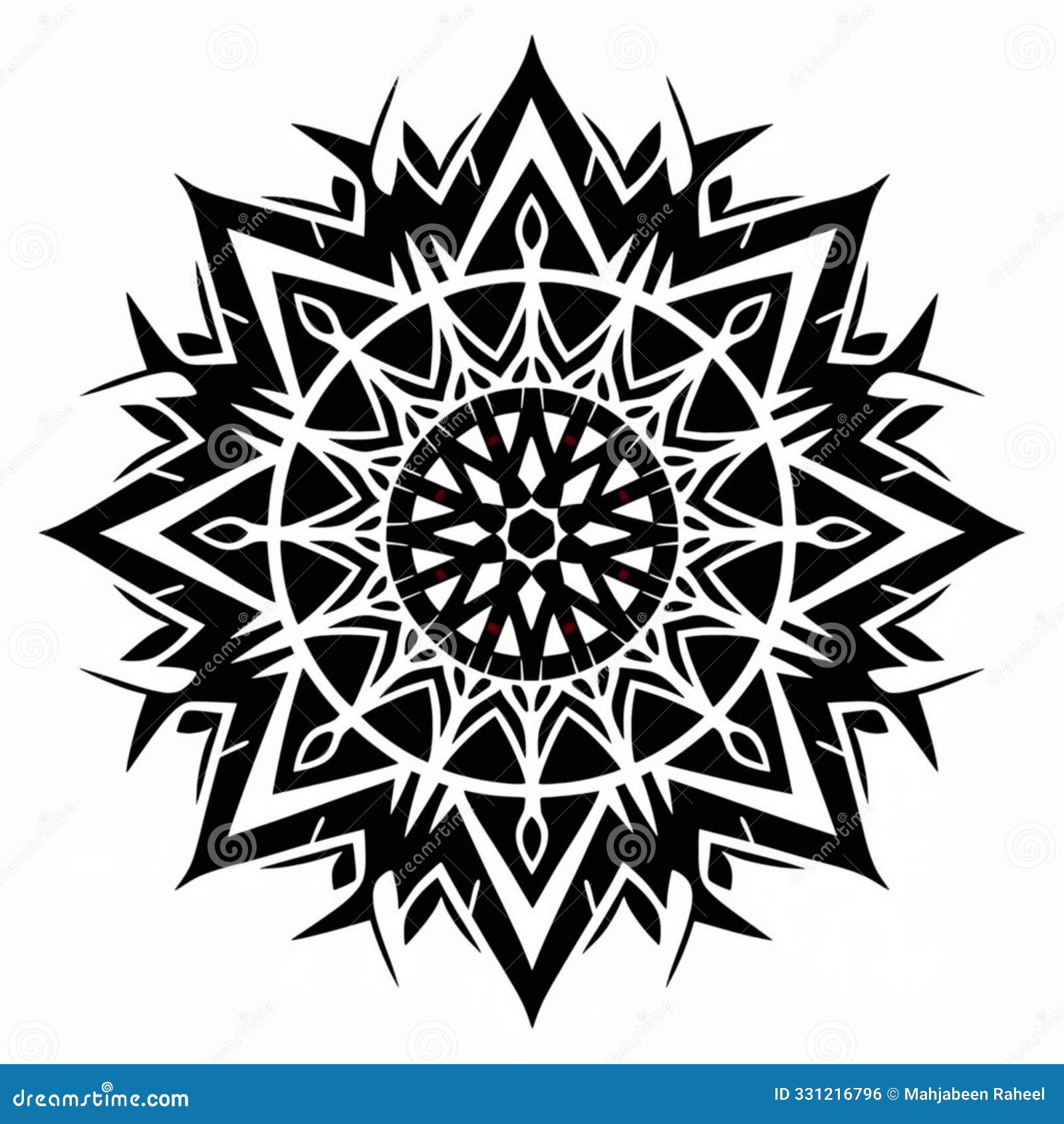 Mandala with Angular Lines, Sharp Edges, and Bold Black Areas Stock ...