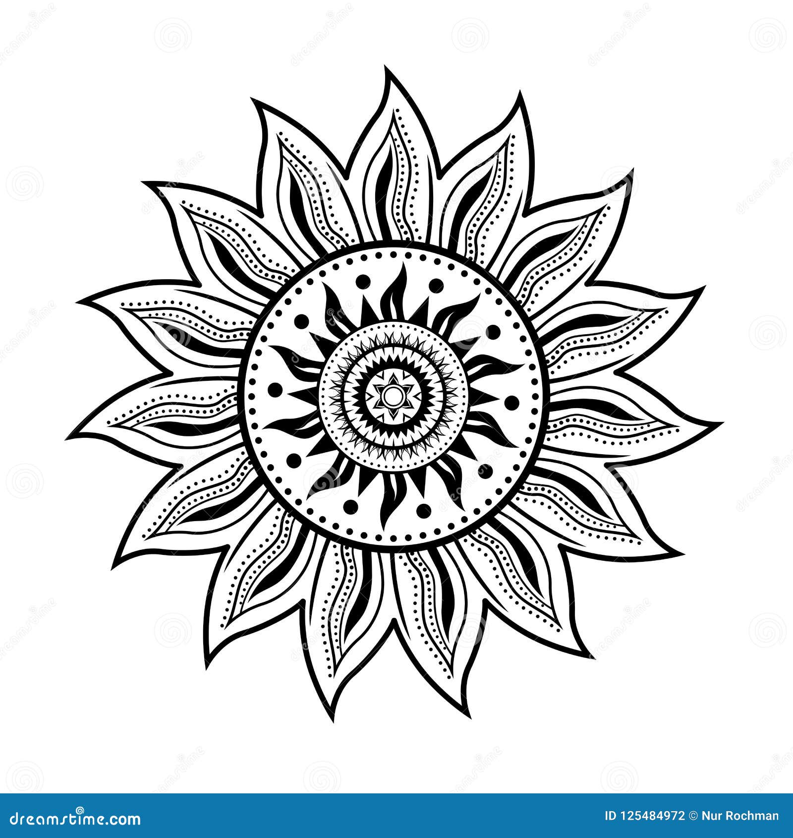 Mandala Art with Abstract Motifs Stock Illustration - Illustration of ...