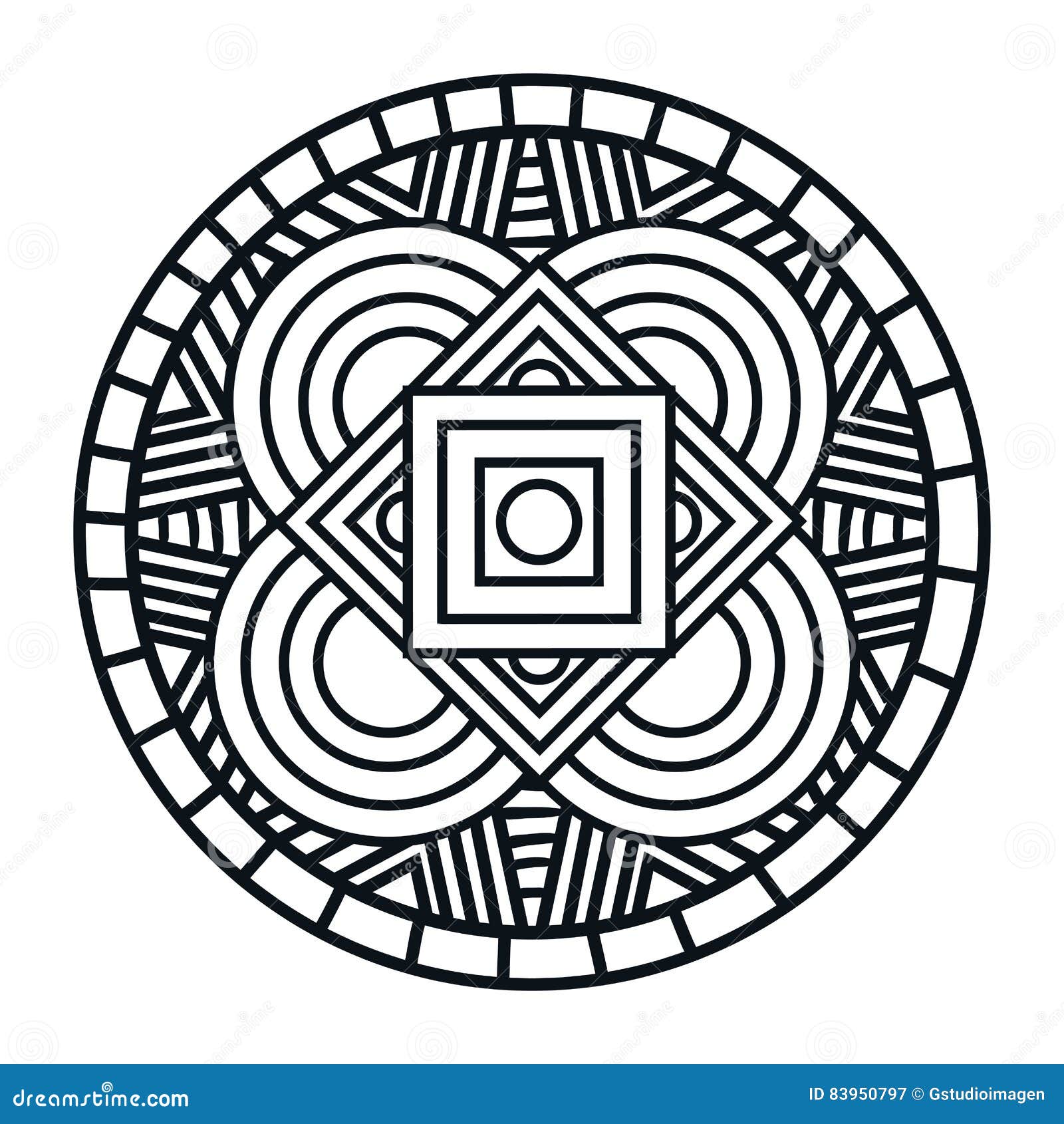 Mandala art isolated icon stock illustration. Illustration of culture ...
