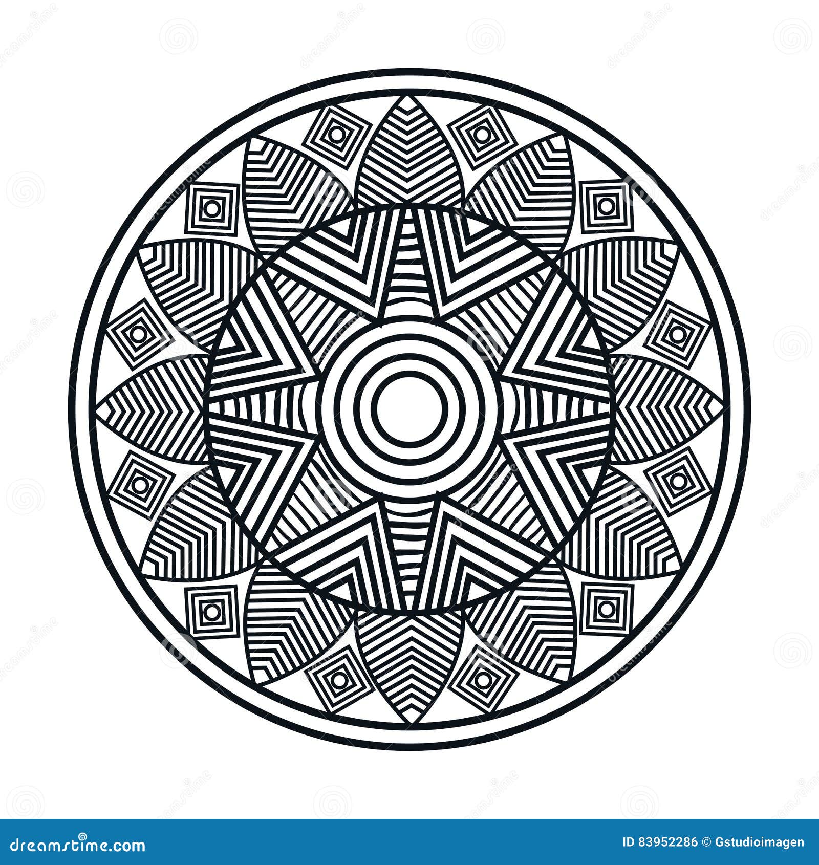 Mandala art isolated icon stock illustration. Illustration of ...