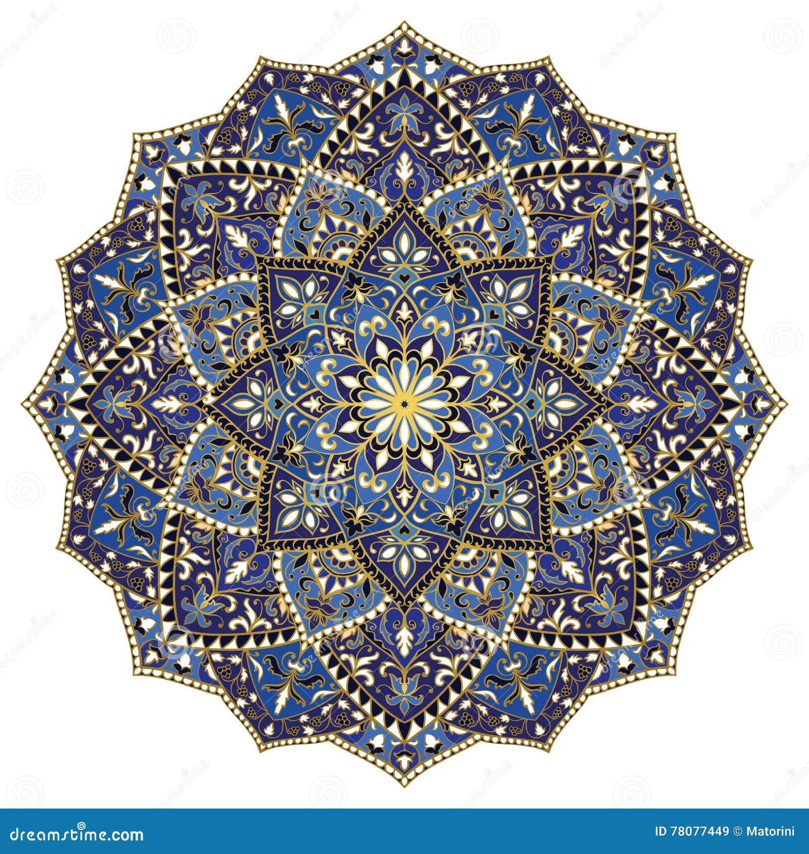 Mandala azul ornamentado ilustração do vetor. Ilustração de barroco ...