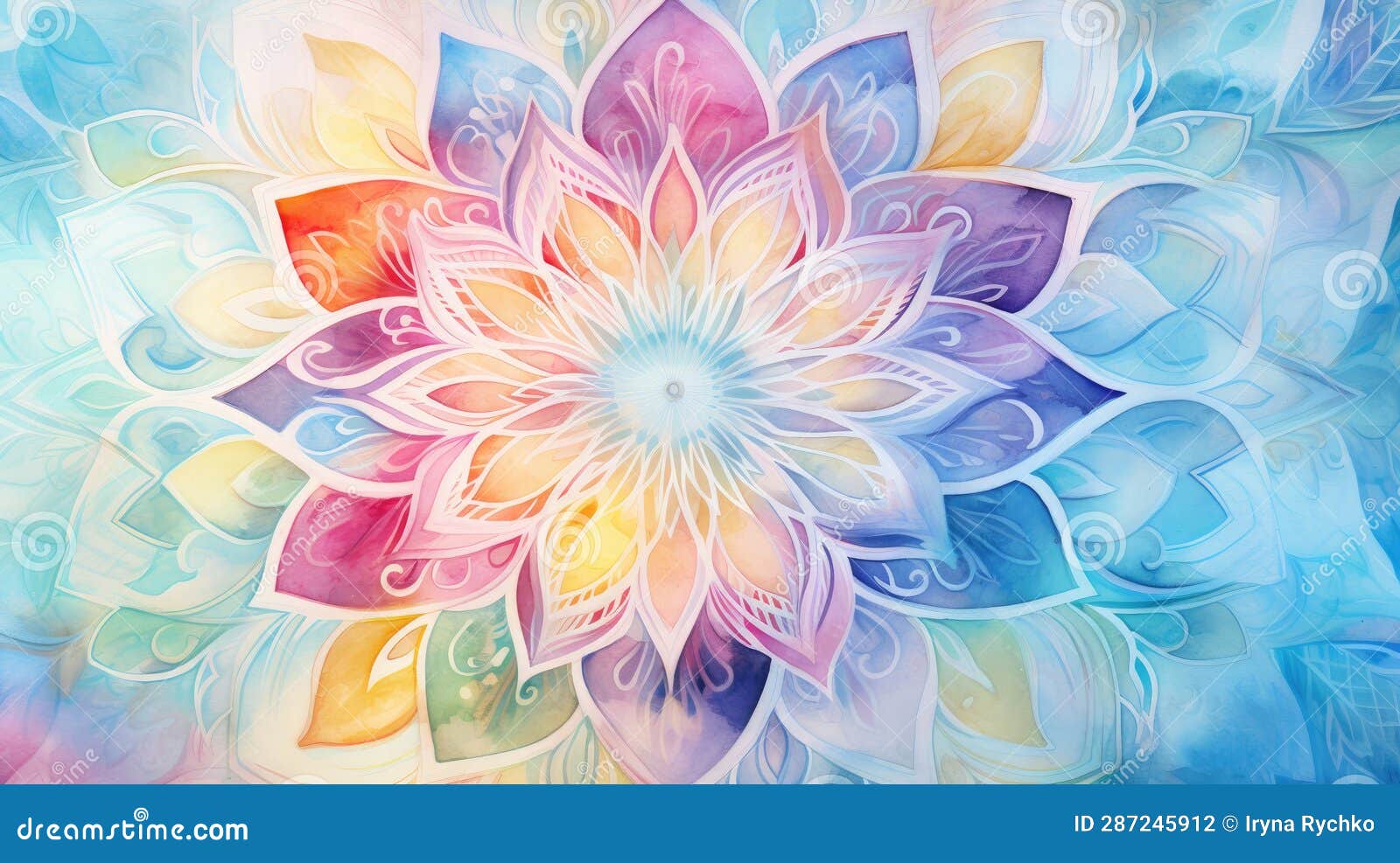 Mandala Background Watercolour in Pastel Light Colour Stock ...