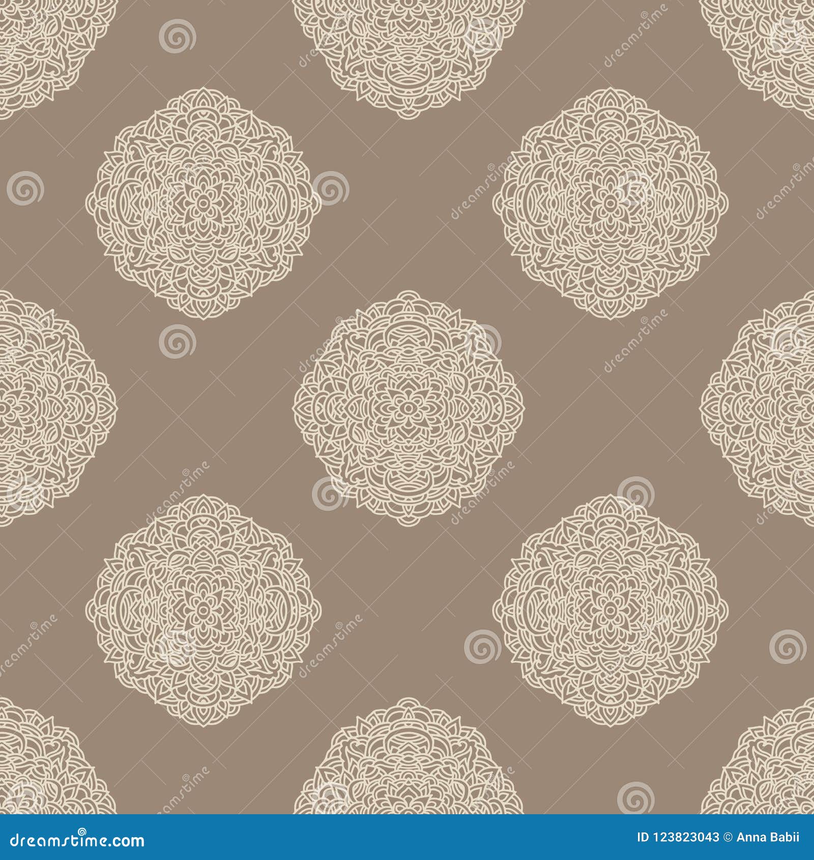 Mandala Beige Pattern. Asian Seamless Pattern. Vector Illustration ...
