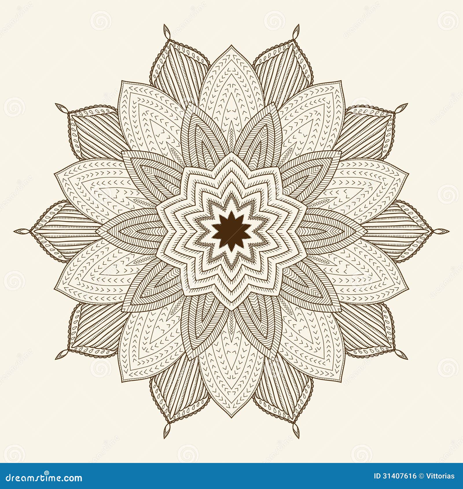 Mandala. Bello Fiore Disegnato a Mano. Illustrazione Vettoriale ...