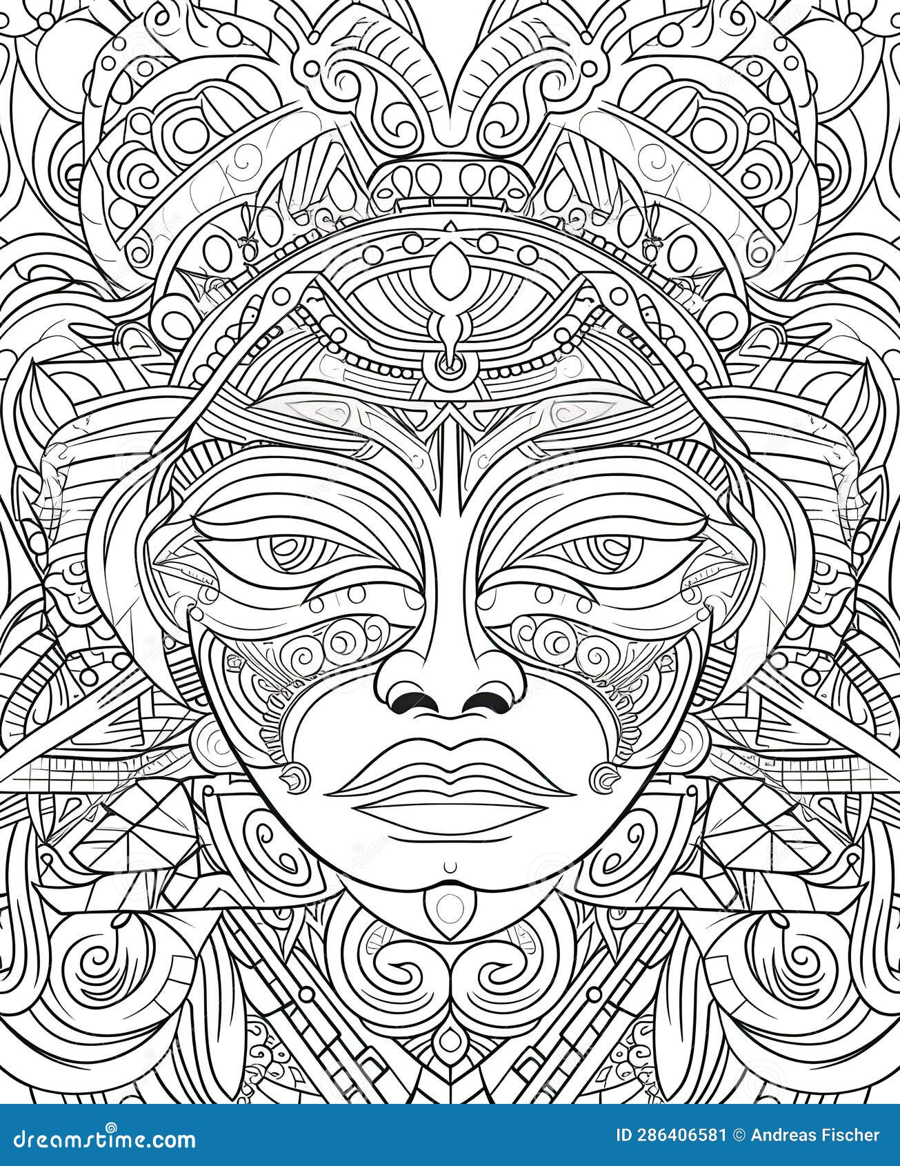 Mandala, Black and White Illustration for Coloring Mask. Stock ...