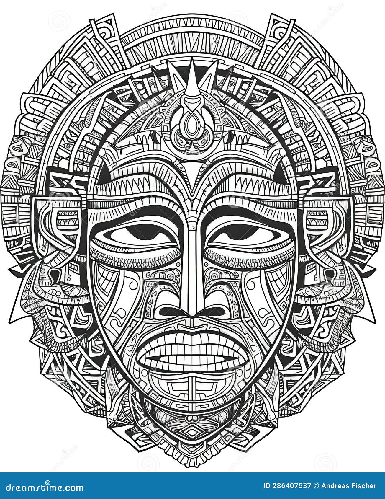 Mandala, Black and White Illustration for Coloring Mask. Stock ...