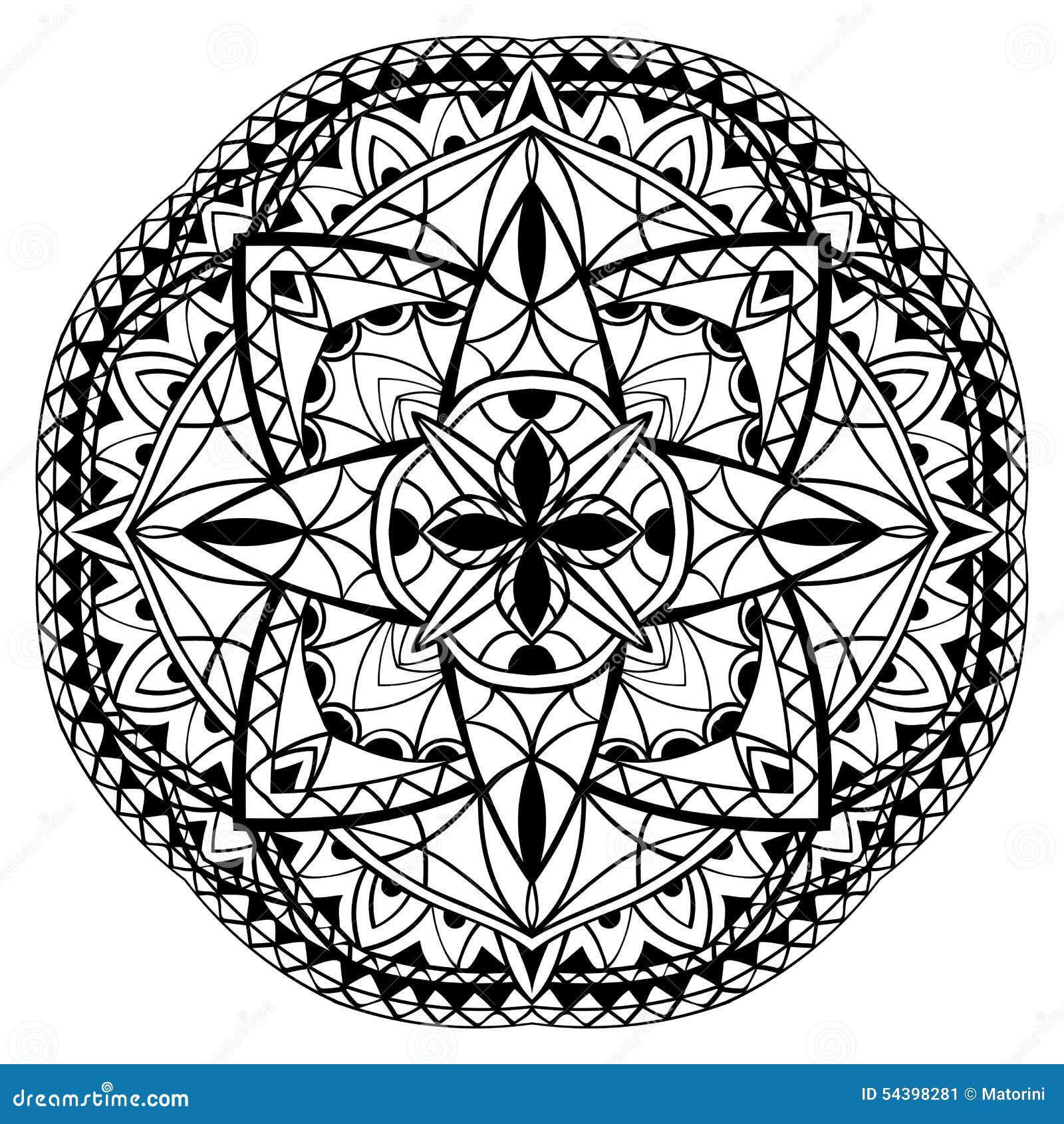 Mandala Blanco Y Negro Medieval Ilustración del Vector - Ilustración de ...