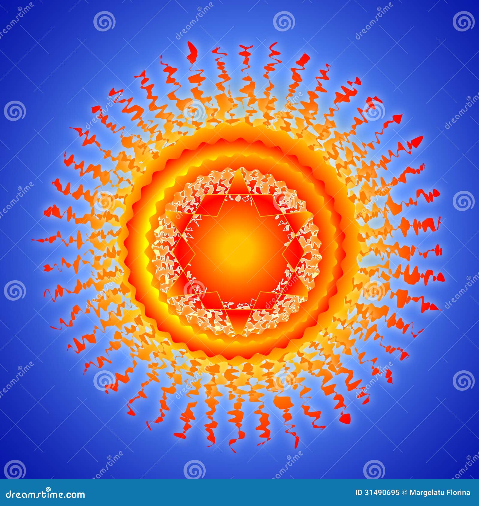 Mandala bruciante del sole illustrazione vettoriale. Illustrazione di ...