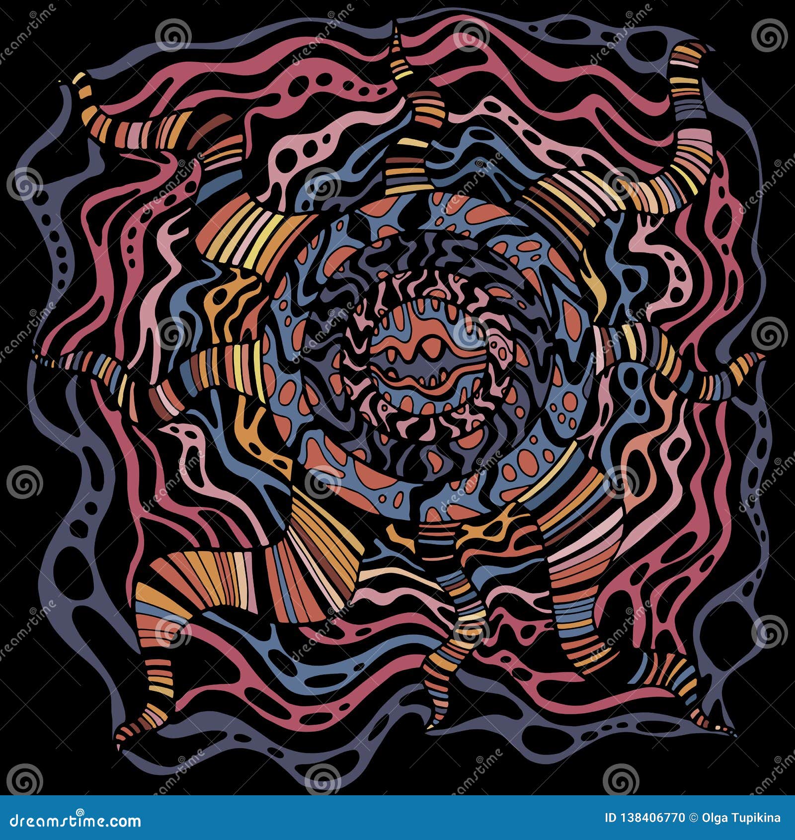 Mandala with Circle Pattern Background. Doodle Style. Psychedelic ...