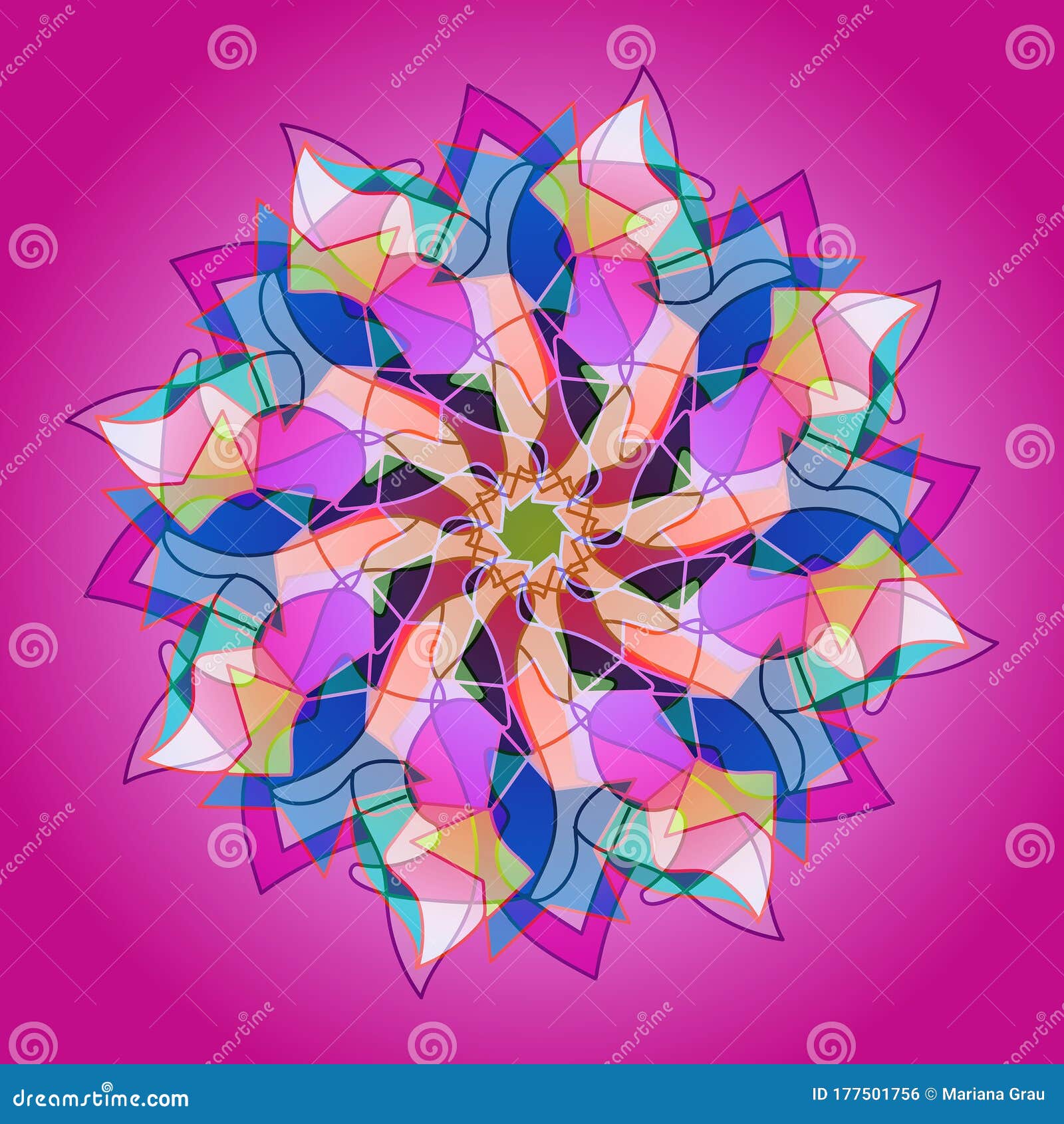 MANDALA SUNFLOWER . PLAIN MAGENTA BACKGROUND. CENTRAL LINEAR DESIGN ...