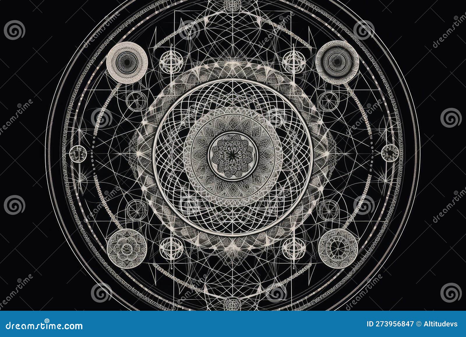 Mandala of Circles, Triangles, and Lines in Sacred Geometry Pattern ...