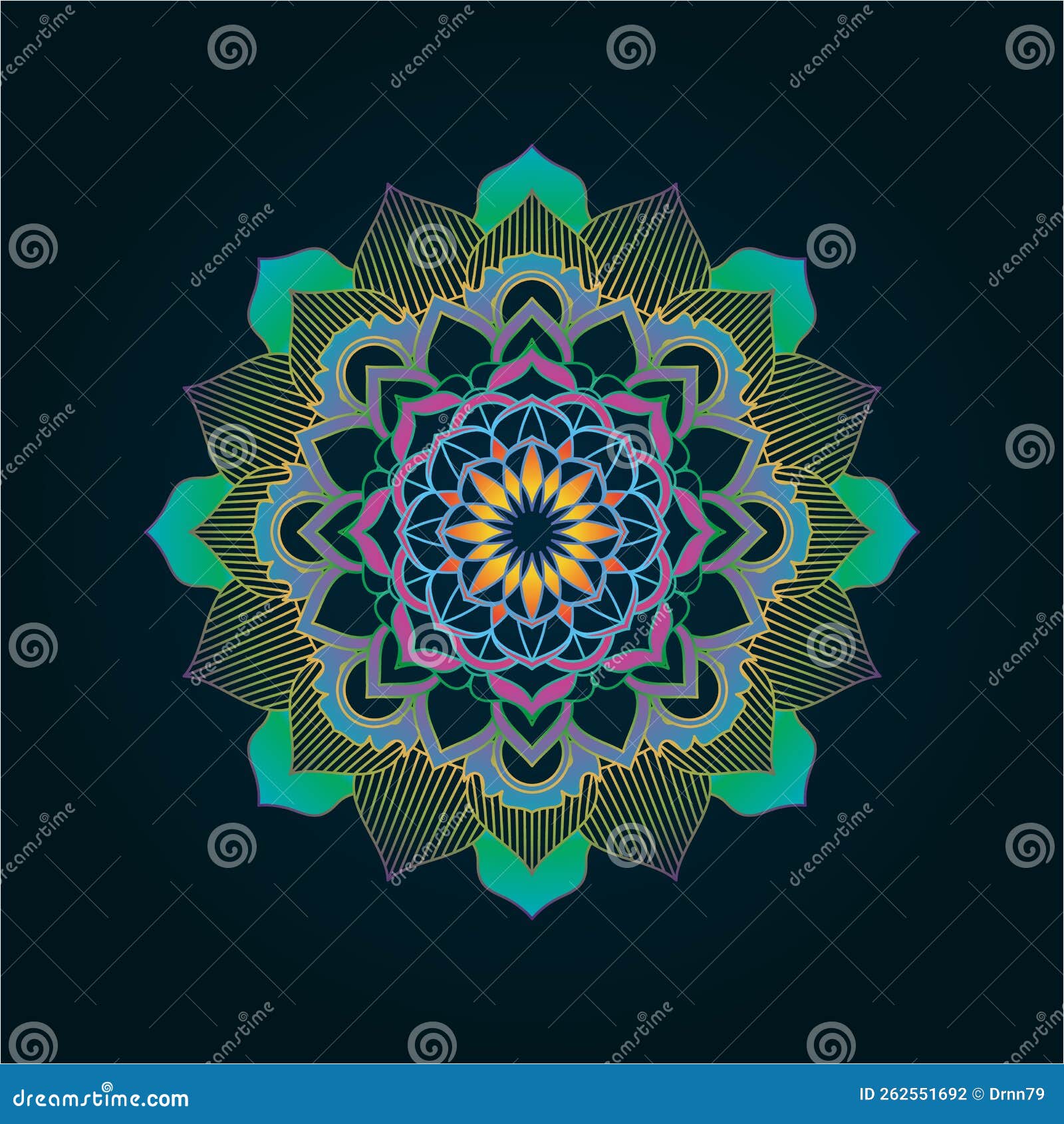 Mandala Circular Pattern with Colorful Lotus Vector Illustration Stock ...