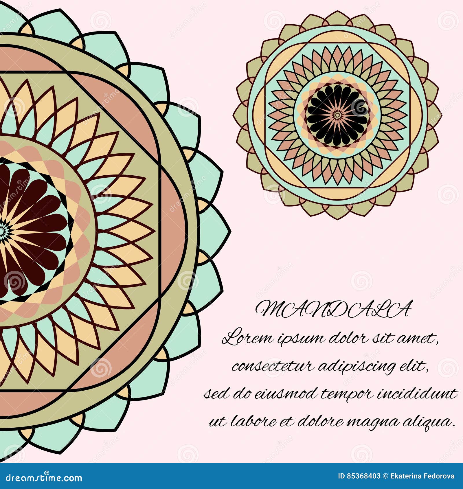 Mandala, Colorful Beautiful Pattern, the Layout with Text Stock Vector ...